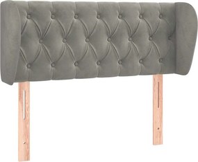 Čelo postele typu ušák světle šedé 103x23x78/88 cm samet 3117522