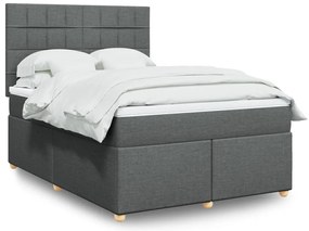 Box spring postel s matrací tmavě šedý 140 x 190 cm textil