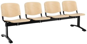 Dřevěné lavice ISO, 4-sedák, černé nohy - buk
