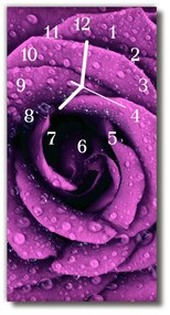 Skleněné hodiny vertikální Květy Růžové fialové kapky