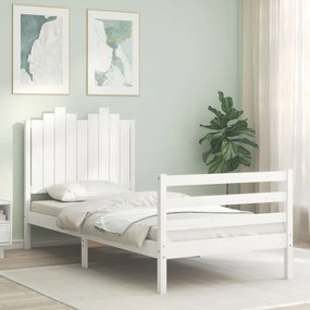 Rám postele s čelem bílý 90 x 200 cm masivní dřevo,  3194167 HangarStore.cz