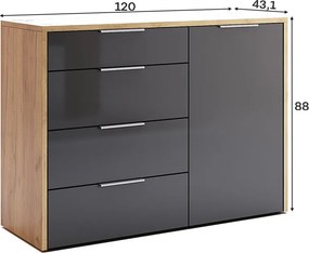 Komoda 1dv 4šu Lava / dub kraft Luna
