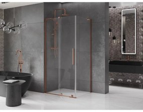 Mexen Velar L, sprchový kout s posuvnými dveřmi 100 x 110 cm, 8mm čiré sklo, růžové zlato, 871-100-110-03-60
