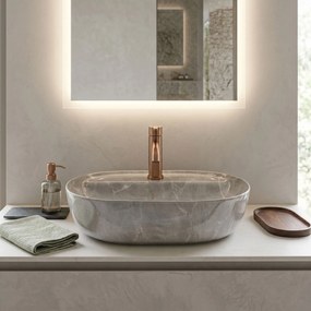 Rea Aura 51, oválné umyvadlo na desku, 505x385x135mm, imitace kamene, REA-U3227