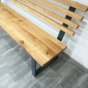 KULHÁNEK Designová jídelní lavice - dubové dřevo a kvalitní ocel Délka: 170 cm, Odstín podnože: černá s jemnou strukturou - JS RAL 9005