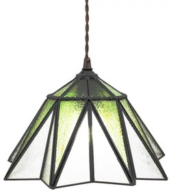 Zelený závěsný Tiffany lustr ve tvaru květu Luned – 31x107 cm