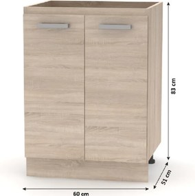 Spodní skříňka 60 2DV, dub sonoma, NOPL-057-0S