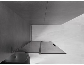 Mexen Velar L, posuvná sprchová zástěna Walk-in 90 x 200 cm, 8mm šedé sklo, grafit broušený, 871-090-003-43-66