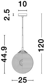 Nova Luce Závěsné svítidlo ATHENA kouřové šedé sklo matný černý kov E27 1x12W