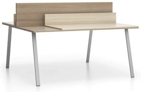 PLAN Kancelářský psací stůl DOUBLE LAYERS, posuvná vrchní deska, s přepážkami, dub přírodní / dub mořený
