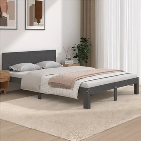 Rám postele šedý masivní dřevo 150 x 200 cm King Size,  810502