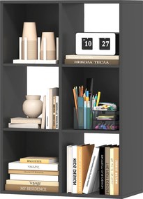 HOMCOM regálový stojan ve tvaru kostky se 6 přihrádkami z dřeva v rustikálním designu, 61,5x29,5x91,5 cm, černá