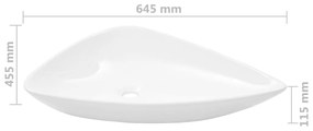 Keramické umyvadlo - trojúhelníkové - bílé | 645x455x115 mm