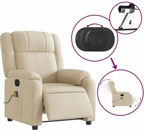 Elektrické masážní polohovací křeslo krémové textil 3205199