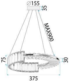 Toolight Toolight, LED stropní svítidlo APP1527-CP40, chromová, OSW-06976