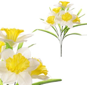 Autronic Narcisky v pugetu, umělá květina, bílo-žlutá barva