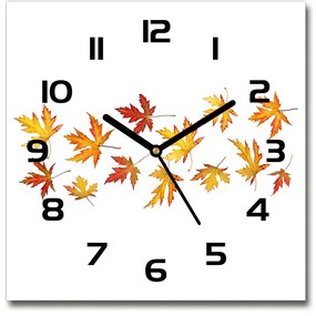 Wallmuralia Skleněné hodiny čtverec Podzimní listí 30x30 cm