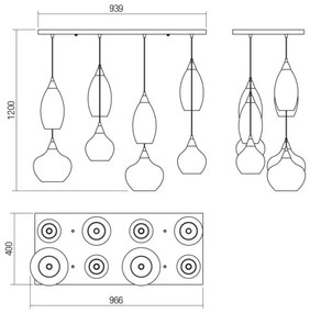 Redo 01-3195 - Lustr na lanku TANNER 8xE14/28W/230V
