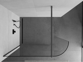 Mexen Kioto, sprchová zástěna Walk-In 80 x 200 cm, 8mm čiré sklo, grafitový profil, 800-080-101-95-06