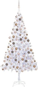 vidaXL Umělý vánoční stromek s LED a sadou koulí 210 cm 910 větviček [3077495] Barva: Zeleno-šedý