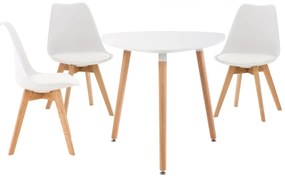 Jídelní souprava židlí a stolu Libanera (SET 3+1), bílá