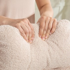 HOMCOM Houpací křeslo s podnožkou, měkký fleecový potah, dřevěné nohy, polštář, vysoké opěradlo, houpací křeslo, béžové