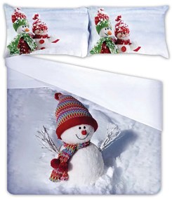 3D italské povlečení 100% bavlna Pupazo di Neve - Sněhulák - 140x220 / 70x90 cm