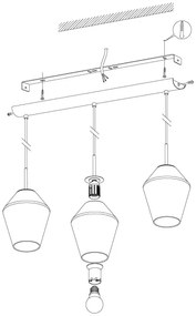 Eglo 96774 - Závěsné svítidlo MURMILLO 3xE27/28W/230V