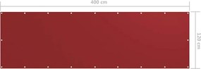 Balkónová zástěna červená 120 x 400 cm oxfordská látka 135041