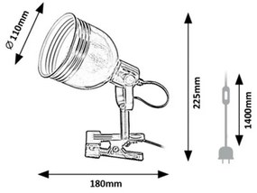 Rabalux RL3093 stolní lampa s klipem