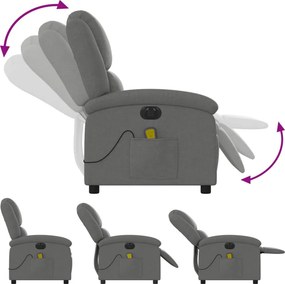Elektrické masážní polohovací křeslo tmavě šedé textil 3204153
