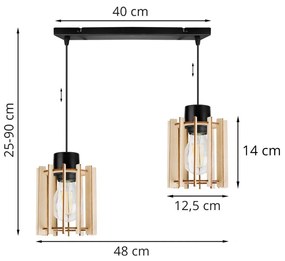 Závěsné svítidlo TIMBER 7, 2x dřevěné stínítko