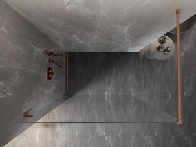 Mexen Lunar sprchová stěna levá 140 x 200 cm, 8mm čiré sklo, měděná matná, 830-140-000-65-00-L