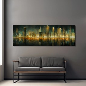 Obraz na plátně - Futuristické město - Zrcadlení pokroku FeelHappy.cz Velikost obrazu: 150 x 50 cm