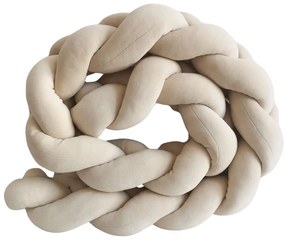 Sametový mantinel pletený do copu ze 3 pramenů Zvolte barvu: Béžová, Zvolte rozměr: 300 cm