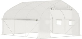 Zahradní tunelová skleník Outsunny, 10,4m², UV-odolný zahradní skleník, rolovací zipová brána, síťová okna, pozinkované ocelové trubky a PE 140g/m², 3