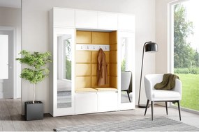 Eka Předsíňová stěna s čalouněnými panely Trinity 32 - Bílá / Hořčicová 2326