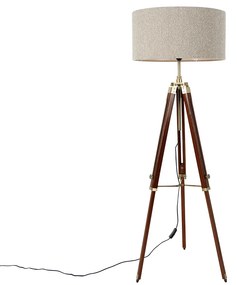 Stojací lampa z mosazi s boucle stínidlo taupe 50 cm stativ - Cortin