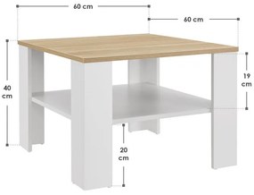 Bílý konferenční stolek s policí, 60x60 cm