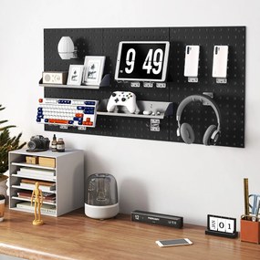 Costway Tool Wall Tool Děrovaná stěna se 3 tyčemi a 28 dílným závěsným