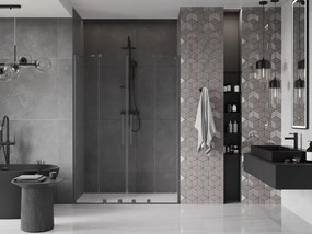 Mexen Velar Duo, posuvné sprchové dveře do otvoru 160 cm, 8mm čiré sklo, broušený grafit, 871-160-000-02-95