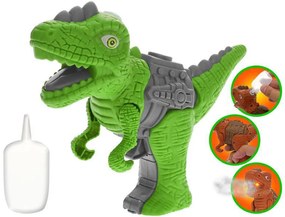 Dinoworld dinosaurus 17cm na baterie se světlem a zvukem vytvářející páru Zelený