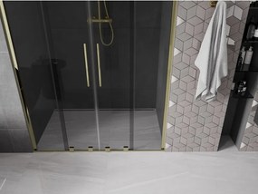 Mexen Velar Duo, posuvné sprchové dveře do otvoru 150 cm, 8mm šedé sklo, zlatá lesklá, 871-150-000-42-50