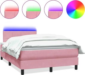 Box spring postel s matrací a LED růžová 120x220 cm samet 3316928