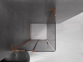 Mexen Velar L, sprchový kout s posuvnými dveřmi 90 x 90 cm, 8mm šedé sklo, růžové zlato, 871-090-090-43-60