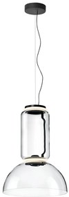 Flos Noctambule S1 Low Cylinder and Bowl, závěsné svítidlo ze skla, 2x9W + 1x18W LED 2700K, výška 75cm