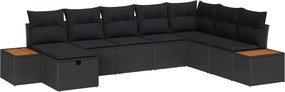 Sada zahradních pohovek 8 ks Černá polyratan 3359655