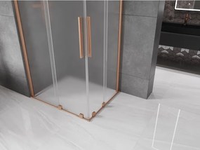 Mexen Velar Duo, sprchový kout s posuvnými dveřmi 100 x 90 cm, 8mm sklo námraza, měděná matná, 871-100-090-32-65