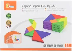 VIGA Dřevěné magnetické tangramy / 35 dílků / od 3 let