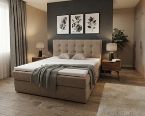 Čalouněná postel boxspring DIRELIS TRINITY 180x200 cm béžová Matrace: Matrace Bonell pružinová